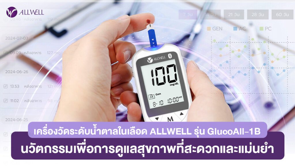 เครื่องวัดระดับน้ำตาลในเลือด ALLWELL รุ่น GlucoAll-1B นวัตกรรมเพื่อการดูแลสุขภาพที่สะดวกและ ...